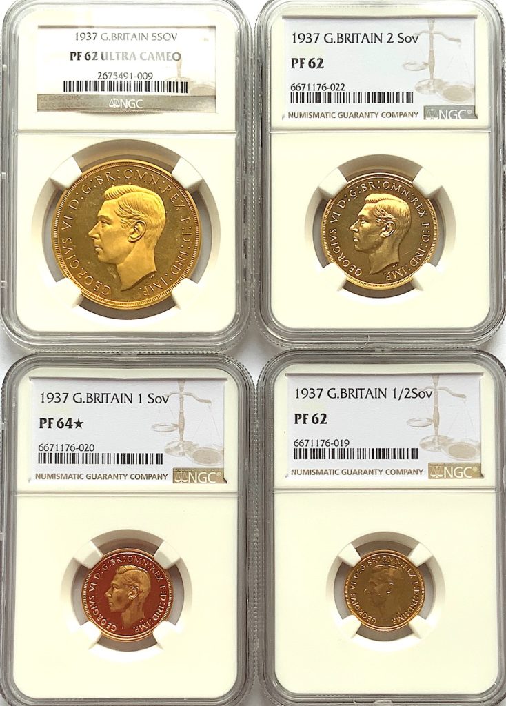1937 Five Pound proof Sovereign set – UK Coinage